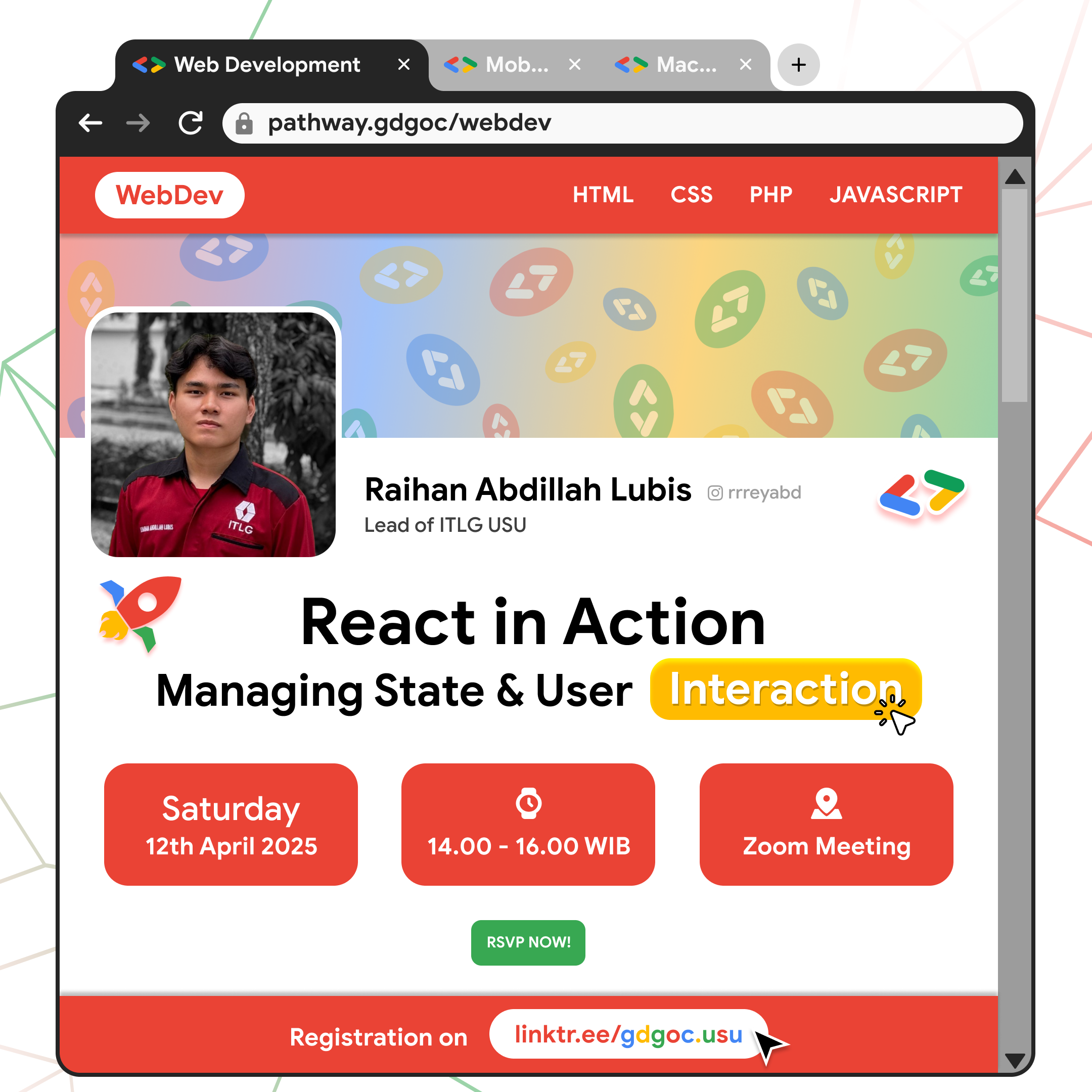 See React in Action – Managing State & User Interaction at Google Developer Groups GDG on Campus ...